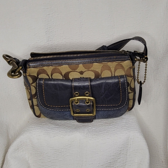 Coach | Bags | Coach Signature Legacy Vintage Shoulder Bag Navy | Poshmark